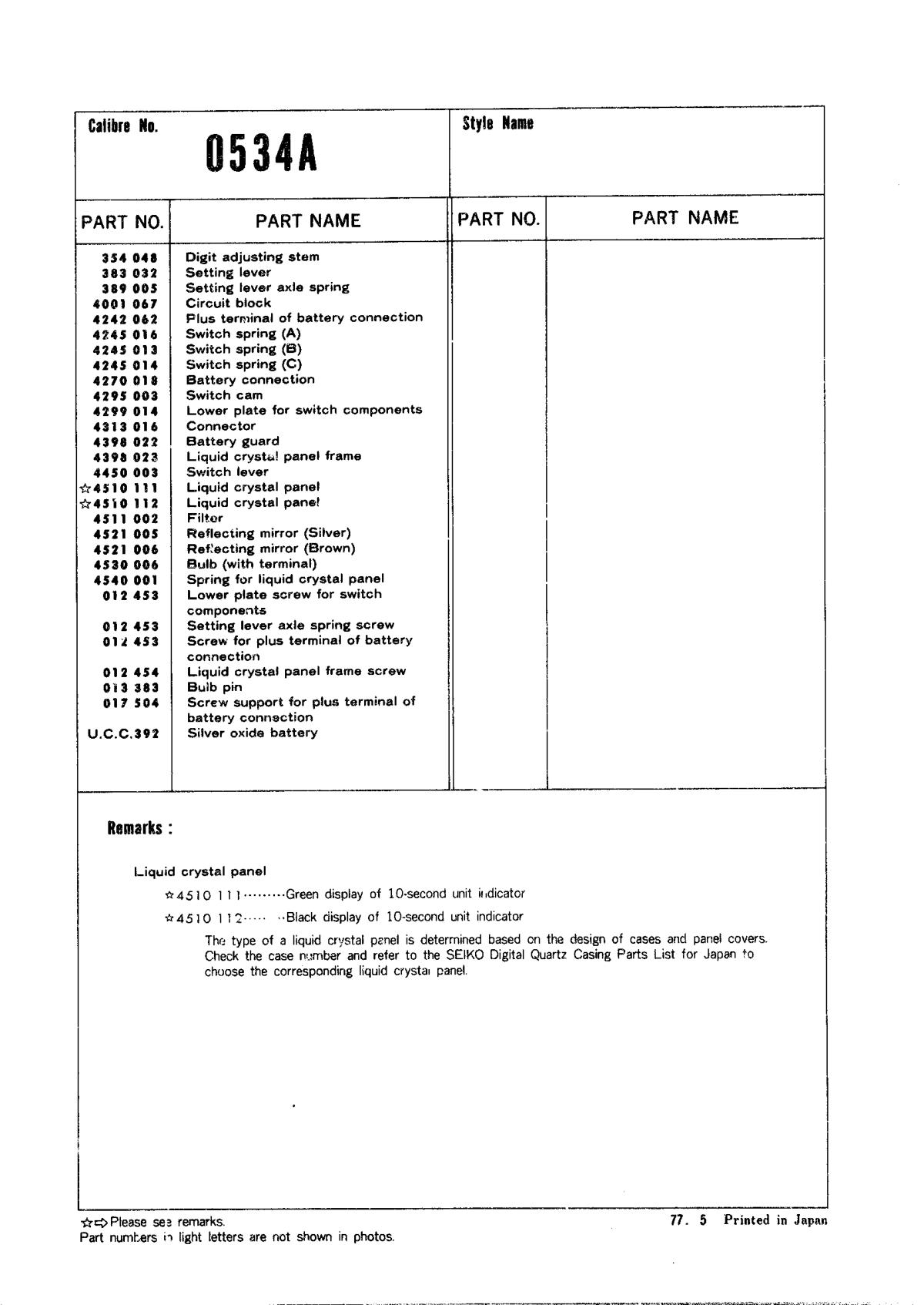 Seiko Caliber 0534 - Watch Movement Guide